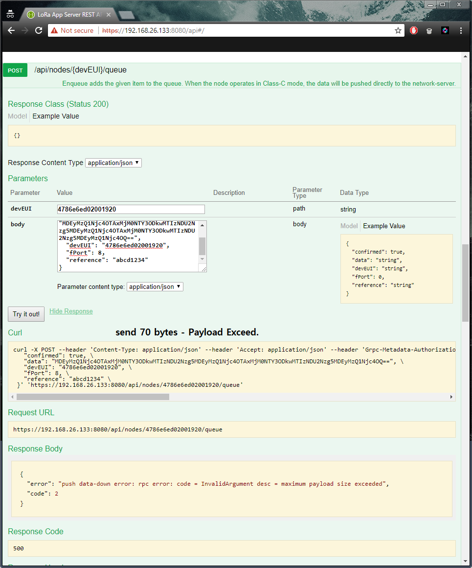 Maximum Payload Size Exceeded Error After Updating To Lora App Server Version 0 13 1 · Issue