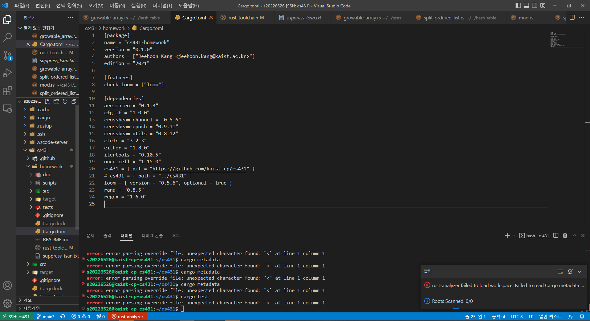 [question] My Rust Analyzer Failed To Load Workspace · Issue 720 · Kaist Cp Cs431 · Github
