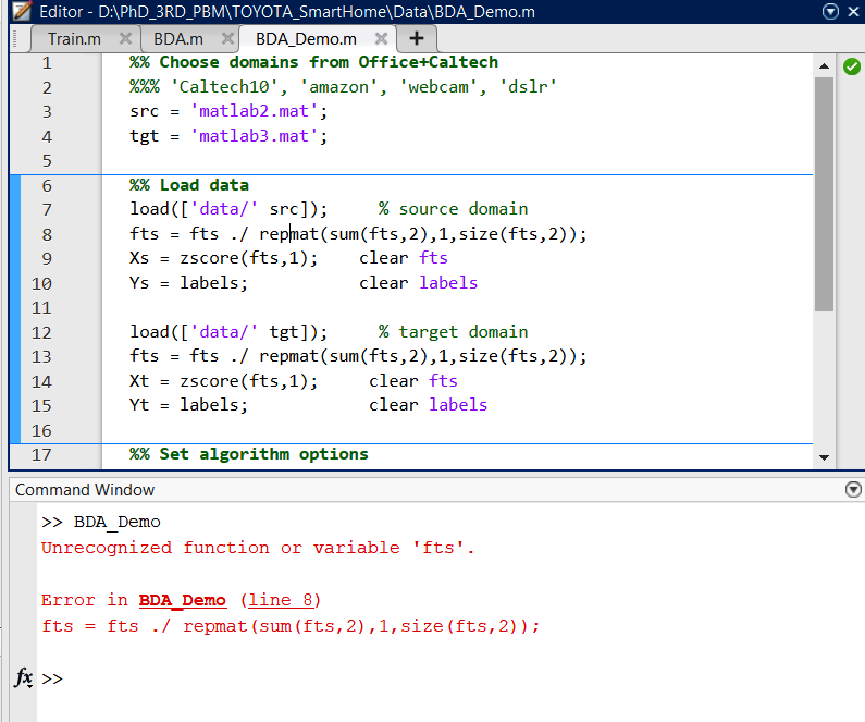 Error while running BDA and Demo_BDA code · Issue #277 · jindongwang/transferlearning · GitHub
