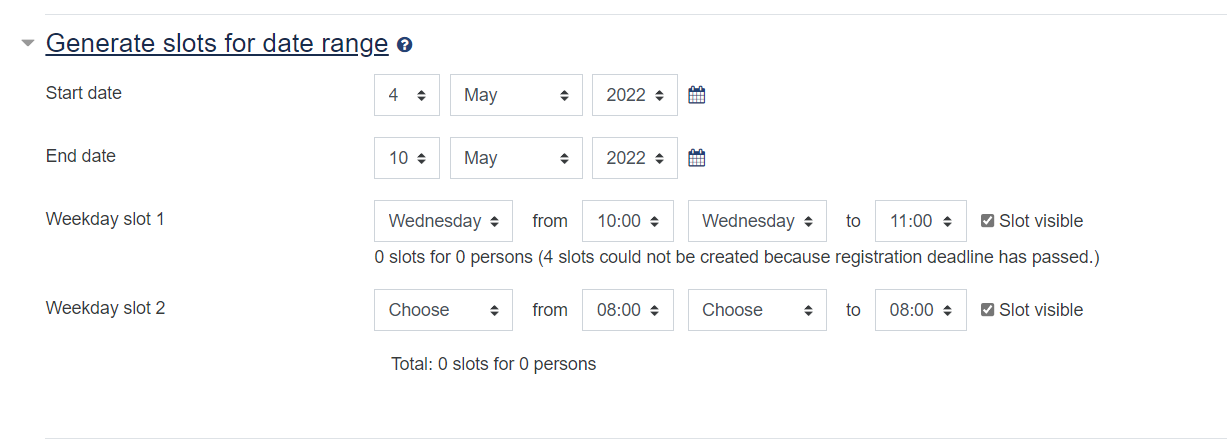 Cannot create slots for the same day · Issue #106 · academic-moodle ...