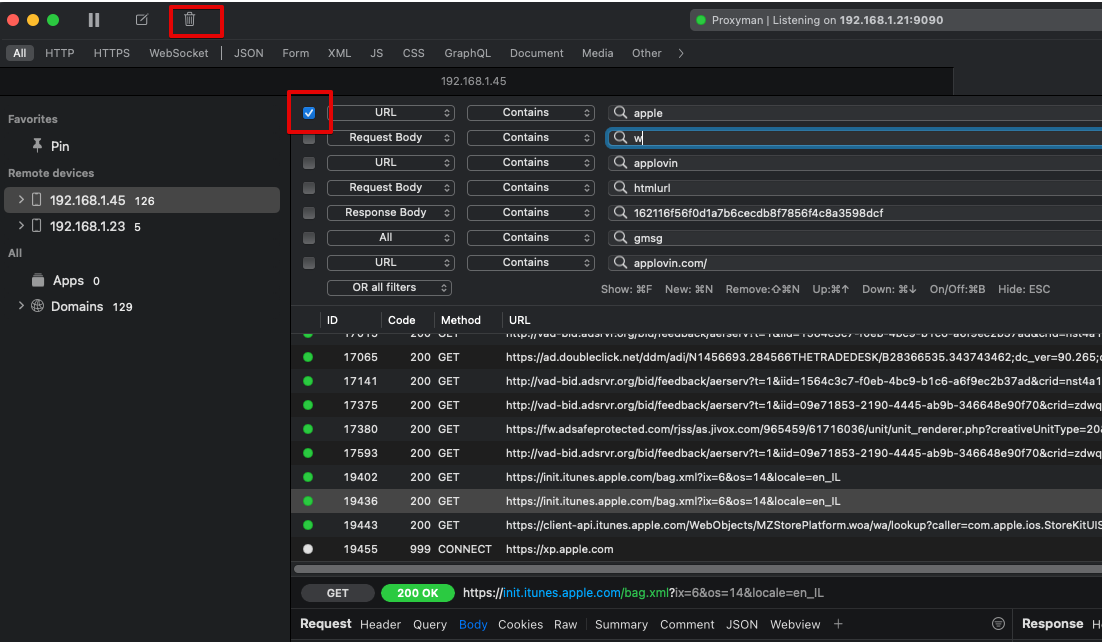 Not all requests in a session are cleared while using filters · Issue #1342 · ProxymanApp ...