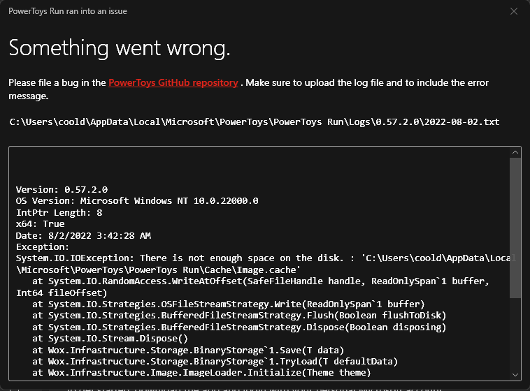 PowerToys crashing on opening · Issue #19712 · microsoft/PowerToys · GitHub