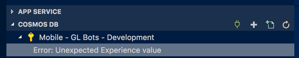 Error: Unexpected Experience Value · Issue #623 · microsoft/vscode-cosmosdb · GitHub