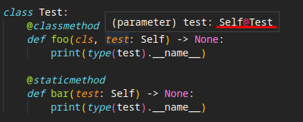 Intellisense not recognizing the Self typing withing staticmethod · Issue #3557 · microsoft ...