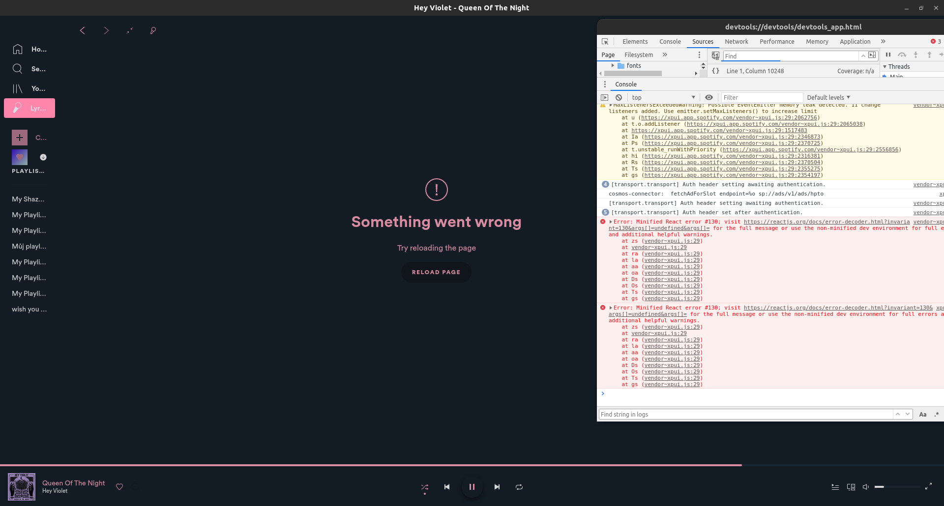 [Lyrics+] Something went wrong; Element type is invalid: expected a ...
