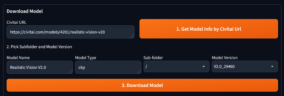 Model Version dropdown field is not refreshed when downloading several ...
