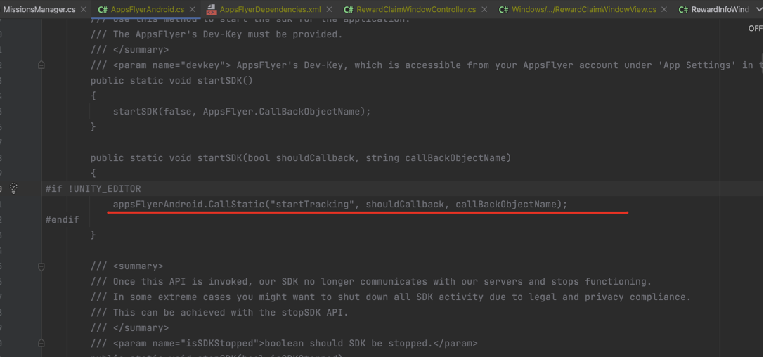 Android init fails. java.lang.NoSuchMethodError no static method with name='startTracking ...