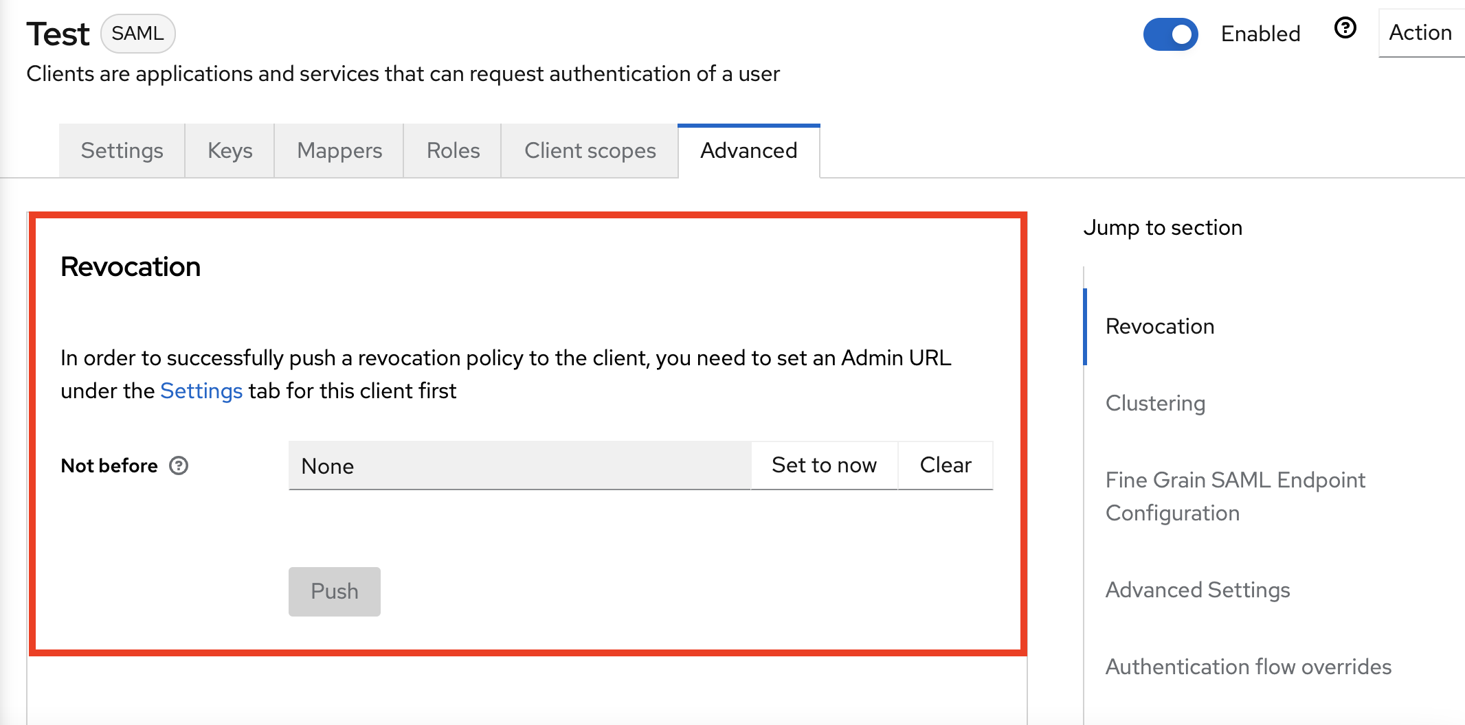 [UX Review] Remove Revocation from the SAML "Advanced" tab · Issue #18583 · keycloak/keycloak ...