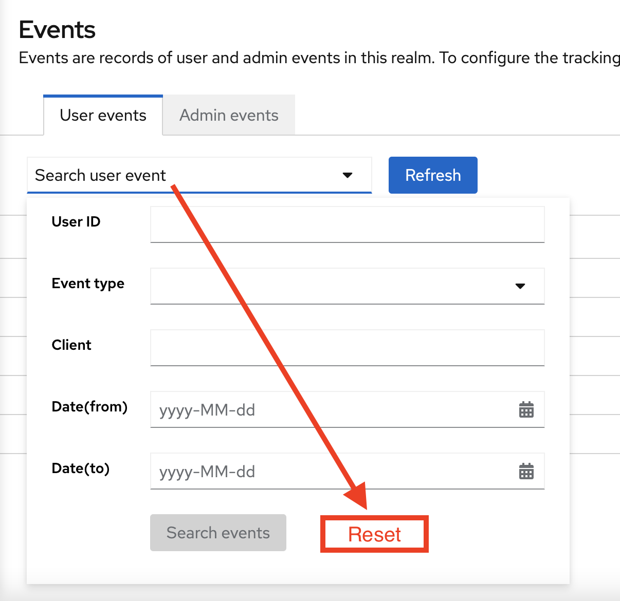 Ux Review Add A Reset Button In The Advanced Search Form · Issue 18257 · Keycloakkeycloak 5253