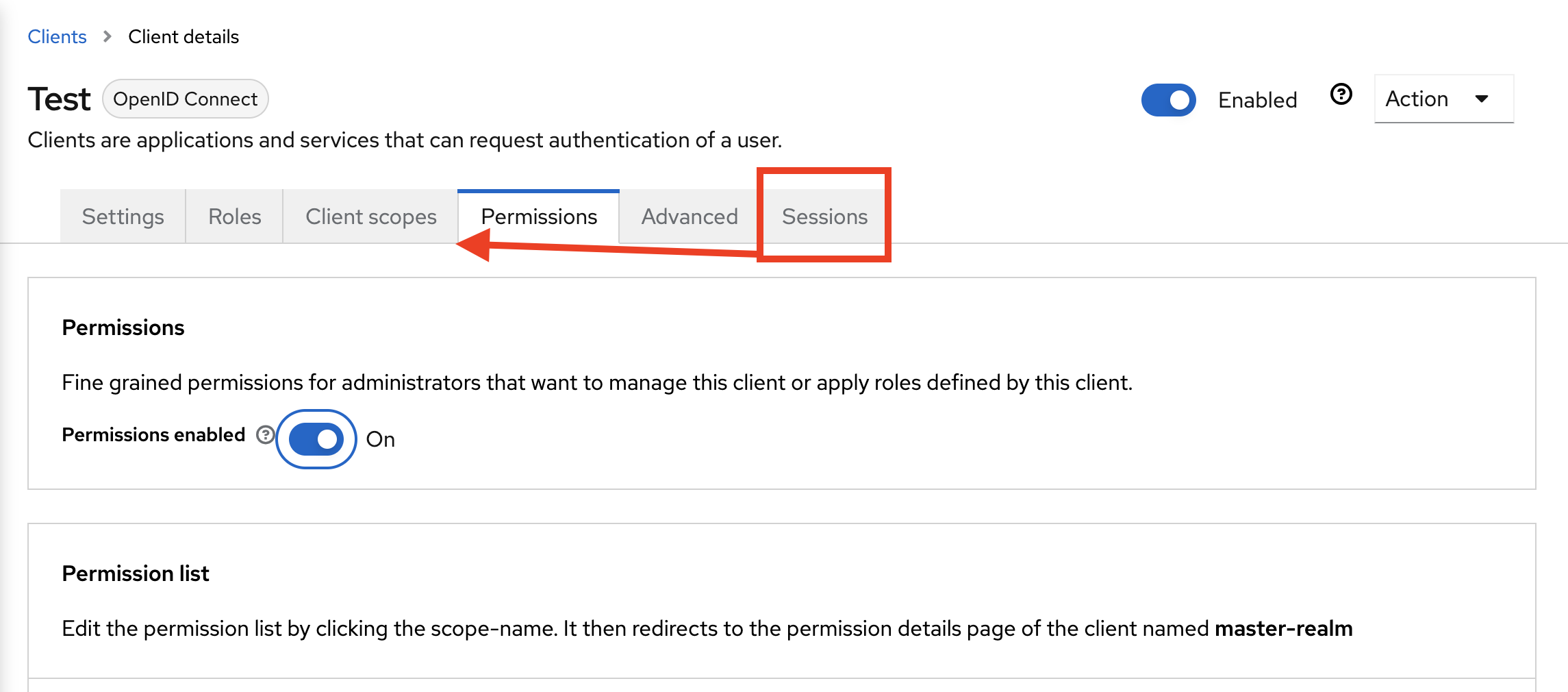 [UX Review] Move the Sessions tab of Client in front of Permissions tab · Issue #18253 ...