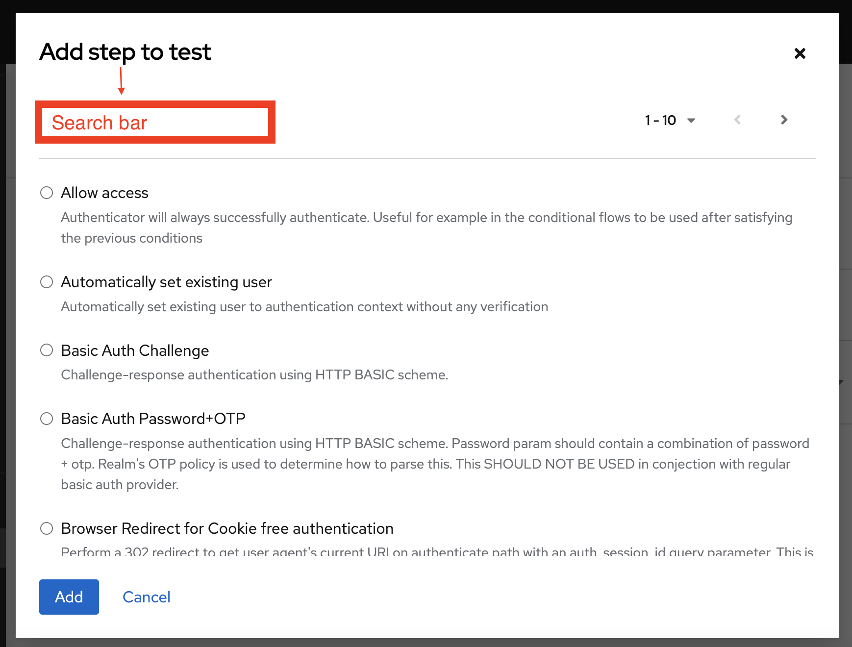 [UX Review] Add a search bar in the "Add step" modal · Issue #18229 · keycloak/keycloak · GitHub