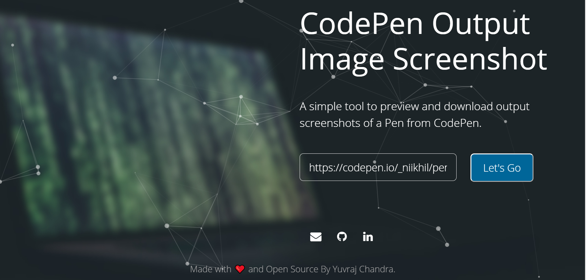 GitHub - Yuvrajchandra/CodePen-Screenshot: A simple tool to preview and ...