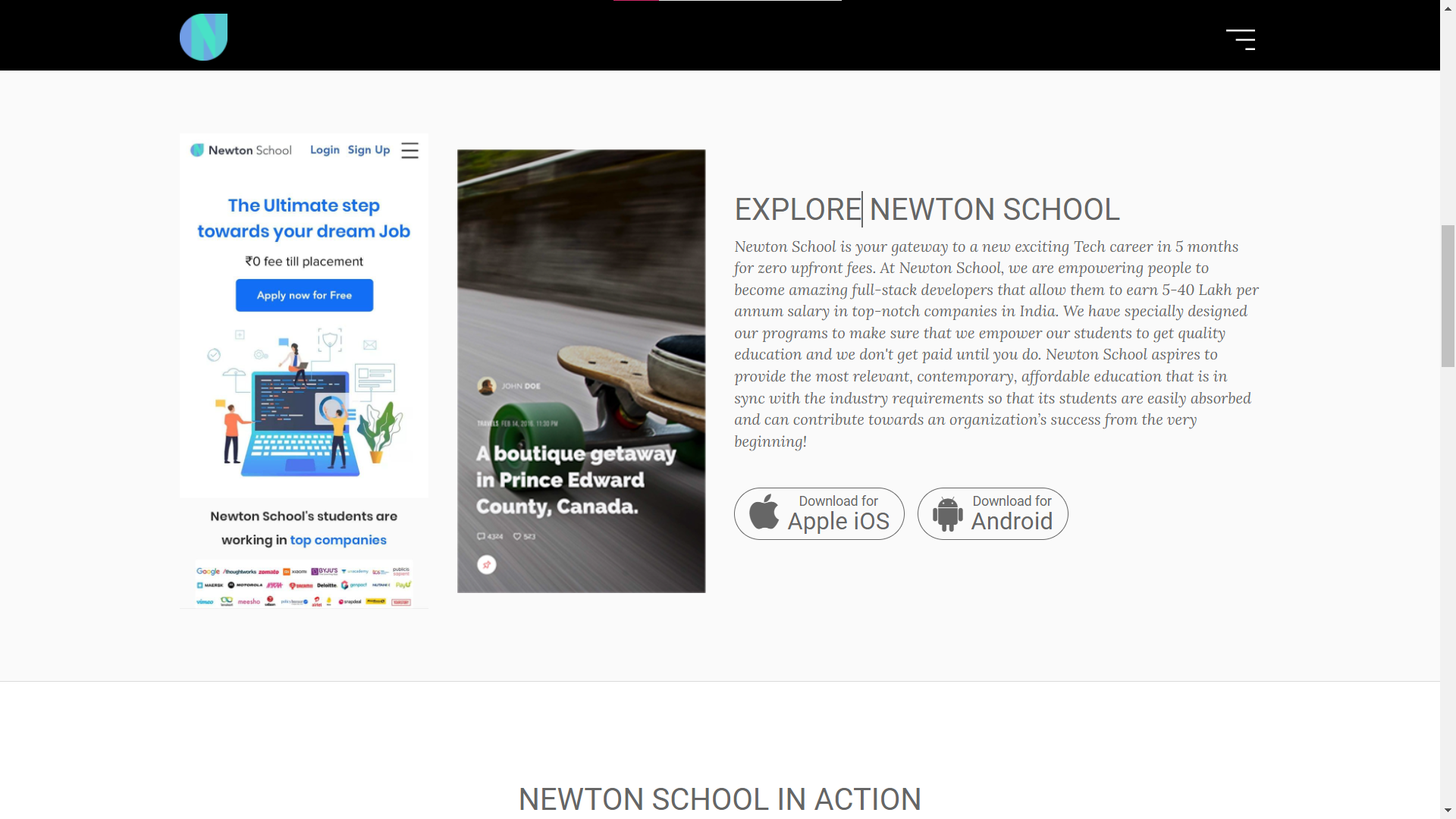 GitHub - Akash-Gher/JS-Landing-Page-Project: Newton school App launch ...