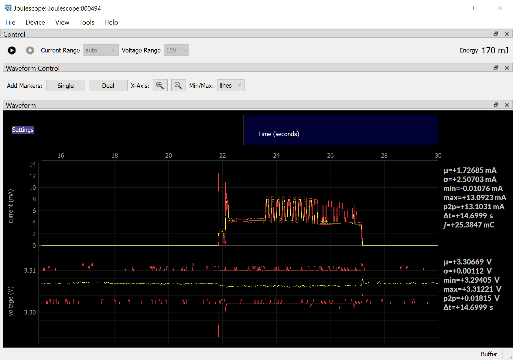 Wishlist - toolbar button for toggling the min/max lines · Issue #28 · jetperch/pyjoulescope_ui ...