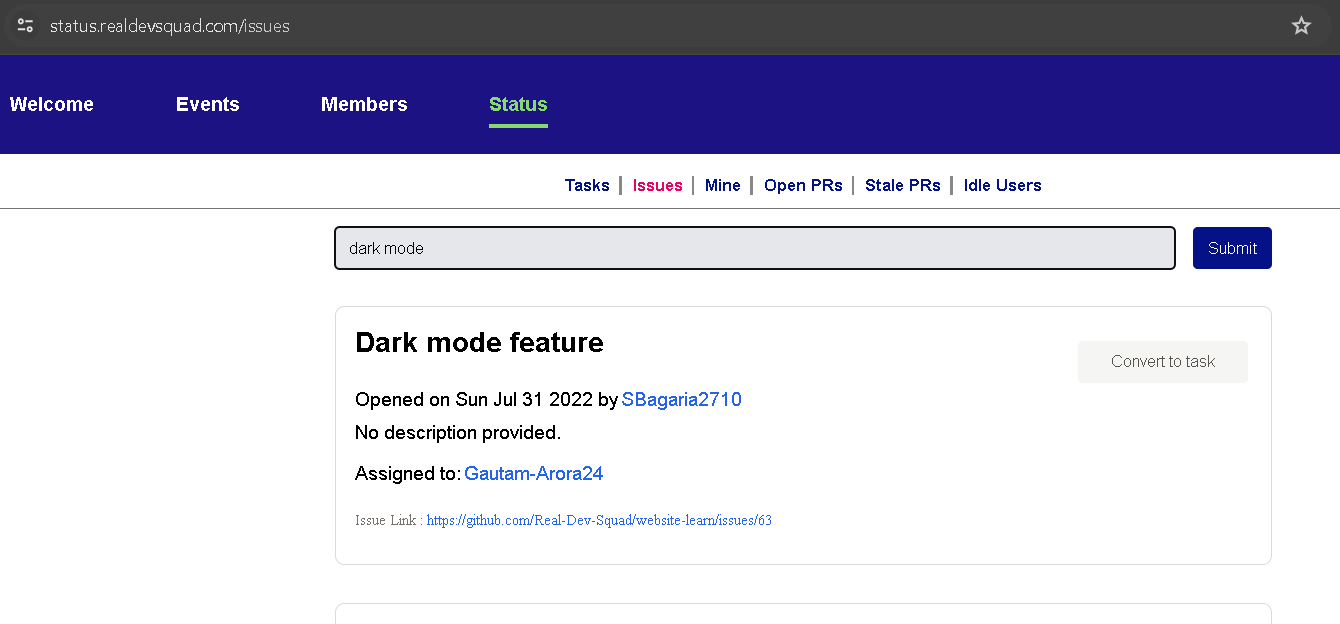 Update Query Params On The Issues Tab Url Based On Query String · Issue 971 · Real Dev Squad