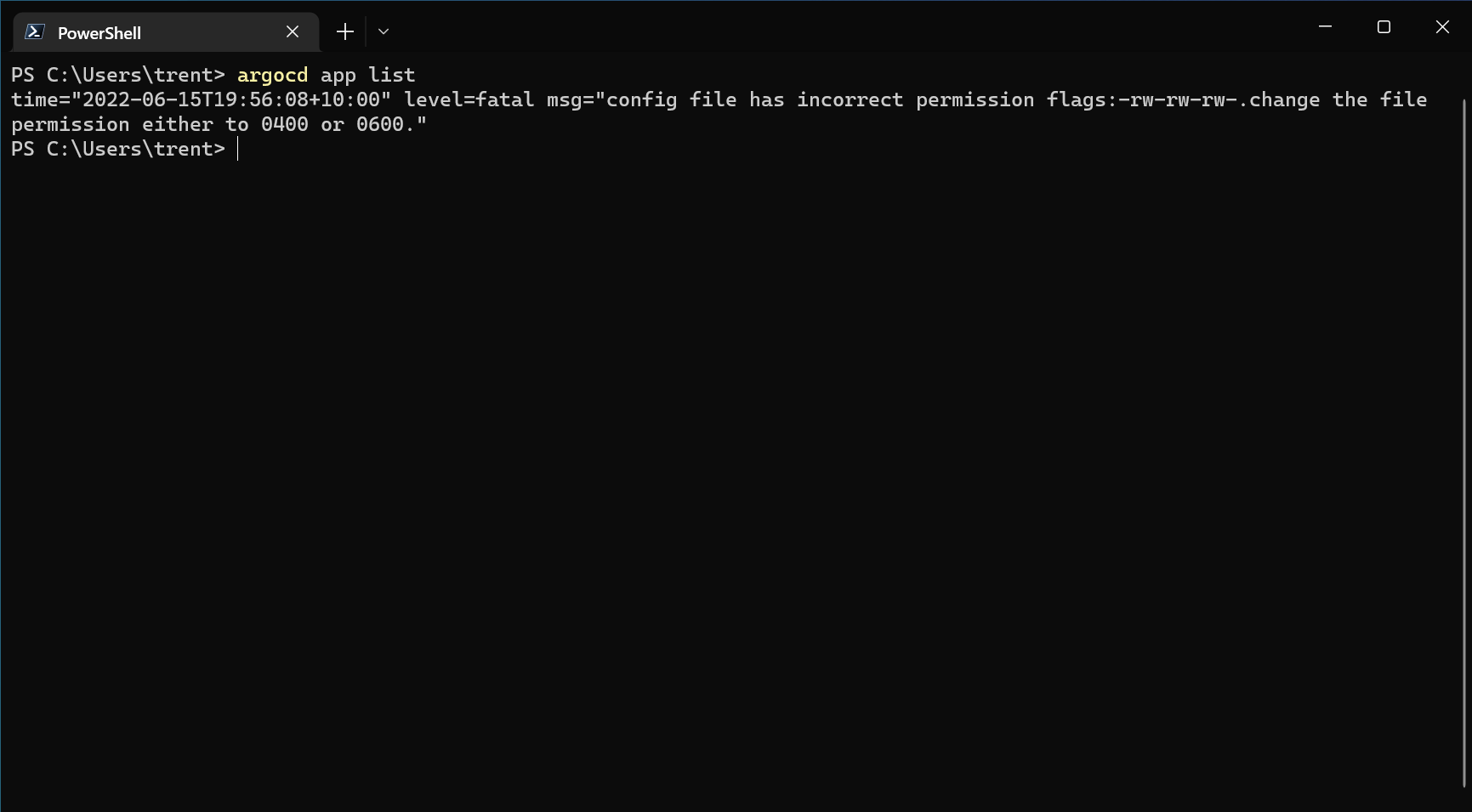 ArgoCD v2.4.0 - Unable to run CLI commands on Windows due to "config ...