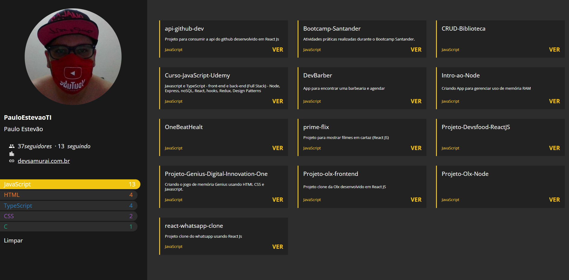 Github Pauloestevaotiapi Github Dev Projeto Para Consumir A Api Do Github Desenvolvido Em 