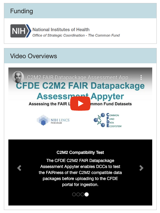 Rotating Carousel of Highlighted Videos · Issue #141 · nih-cfde/dashboard · GitHub