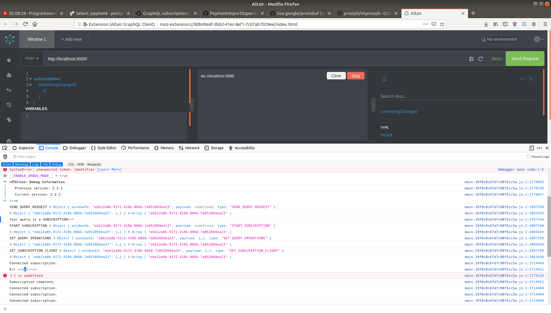 GraphQL subscriptions json error · Issue #852 · altair-graphql/altair · GitHub