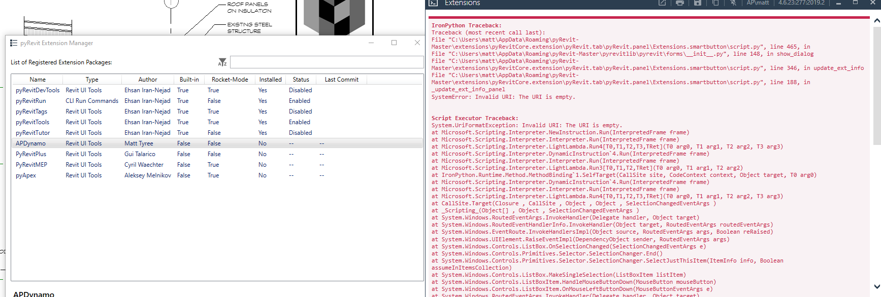 Clicking custom extension in Extensions window crashes Revit · Issue #734 · pyrevitlabs/pyRevit ...