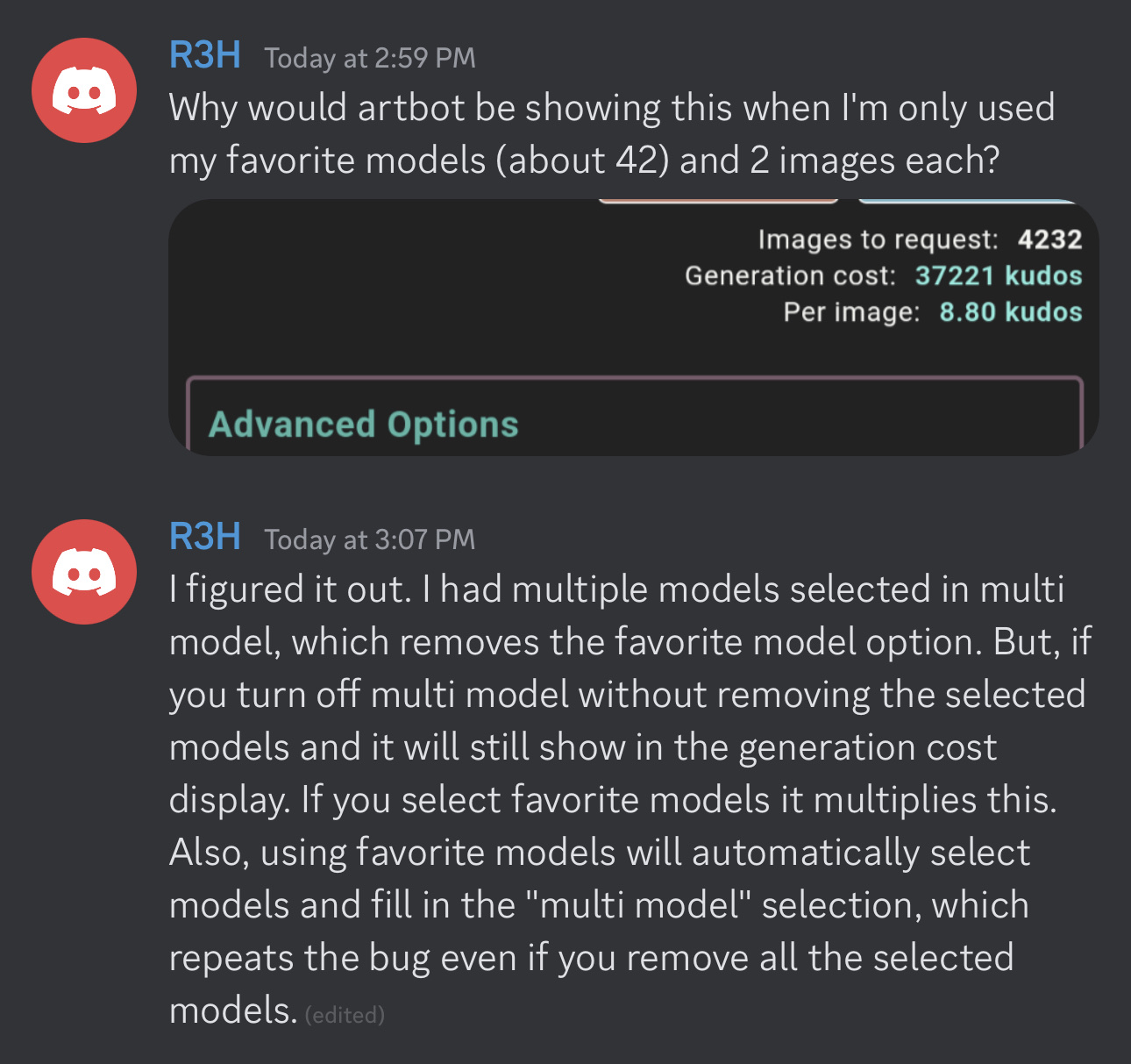 Bug: Stale cache when selecting multi-models or favorite models results in wildly inaccurate ...