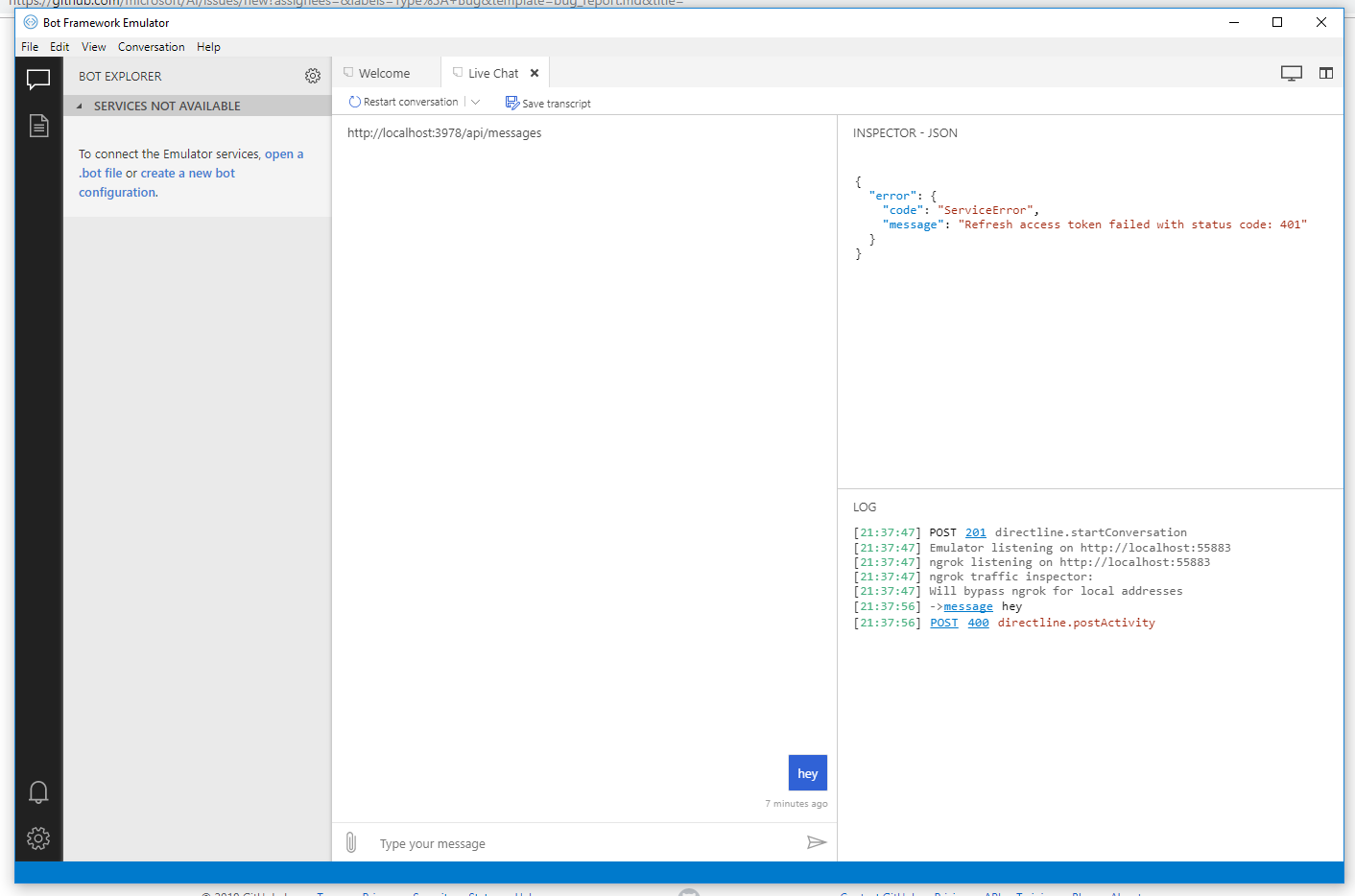 Refresh access token failed with status code: 401 · Issue #1326 · microsoft/botframework ...