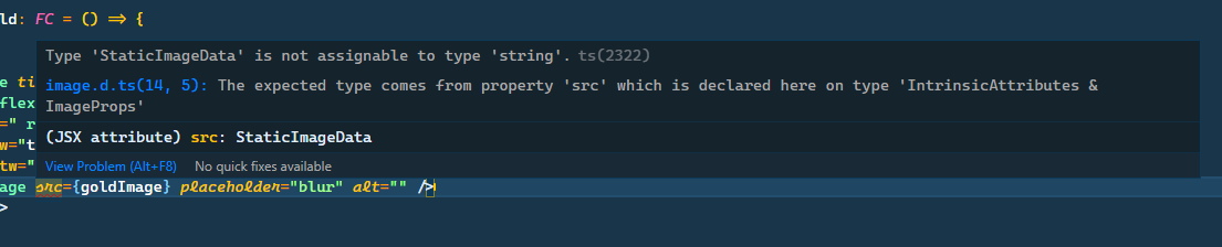 The expected type comes from property 'src' which is declared here on ...