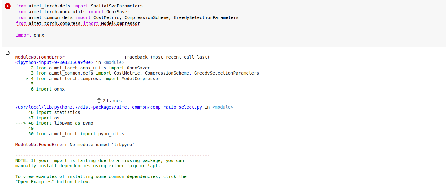 Unable to install AIMET using docker and Colab also · Issue #275 · quic/aimet · GitHub