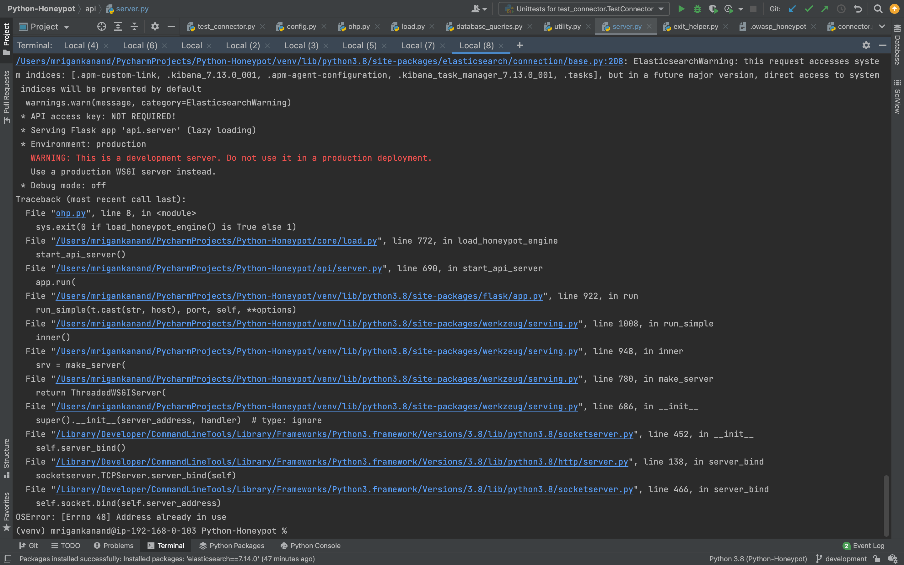 If port is being used already proper error handling is not present · Issue #340 · OWASP/Python ...