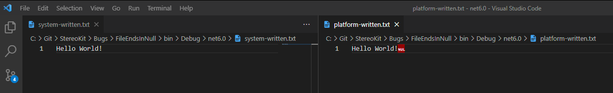 Platform.WriteFile adds extra \0 character on Windows · Issue #477 · StereoKit/StereoKit · GitHub