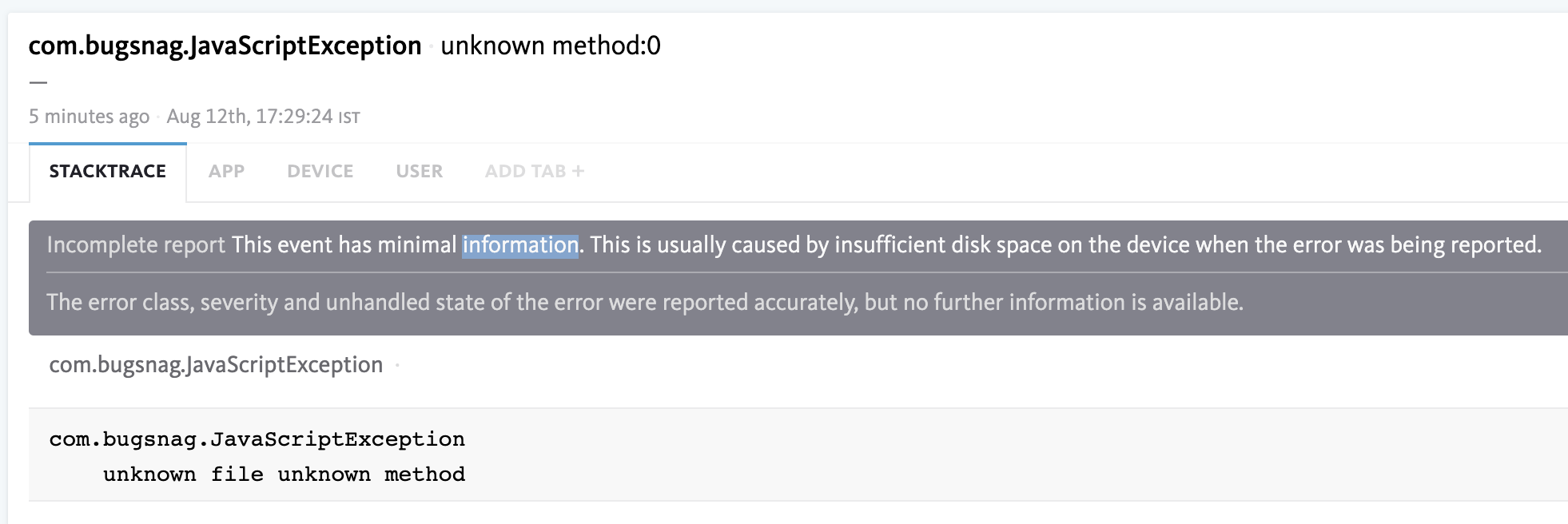 Javascript Errors Appear As Minimal `combugsnagjavascriptexception` · Issue 391 · Bugsnag