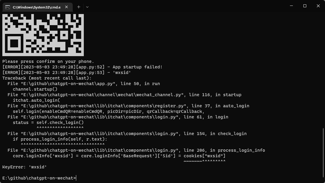 KeyError: 'wxsid' · Issue #1016 · zhayujie/chatgpt-on-wechat · GitHub