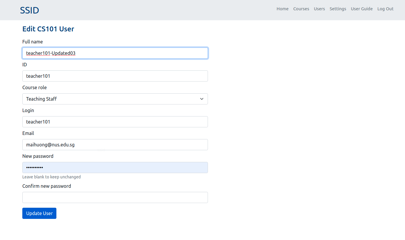 Updating a course user · Issue #174 · WING-NUS/SSID · GitHub