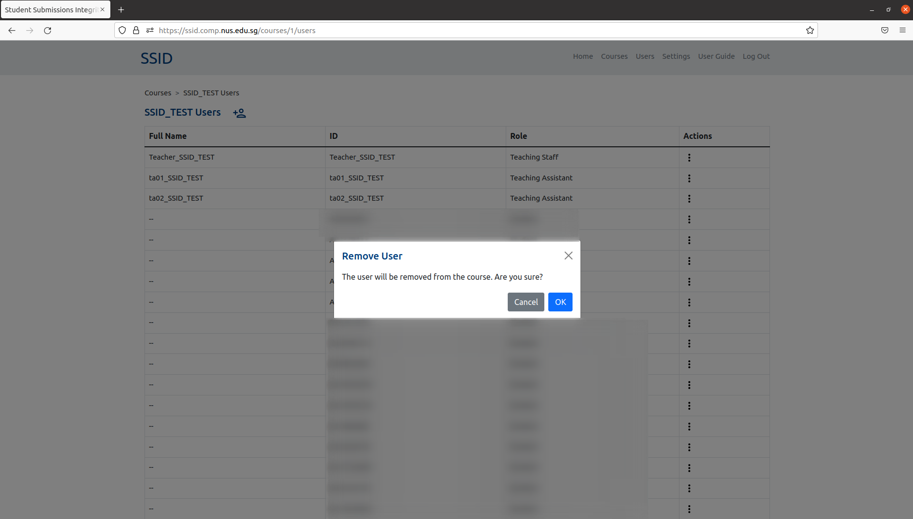Deleting a course user · Issue #177 · WING-NUS/SSID · GitHub