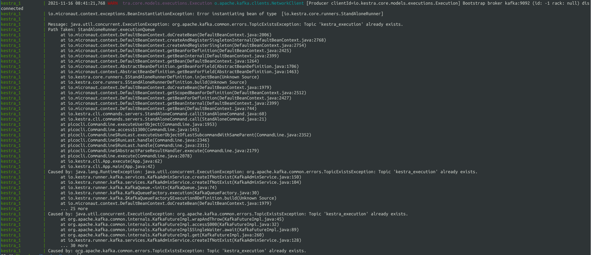docker compose works only once · Issue #397 · kestra-io/kestra · GitHub