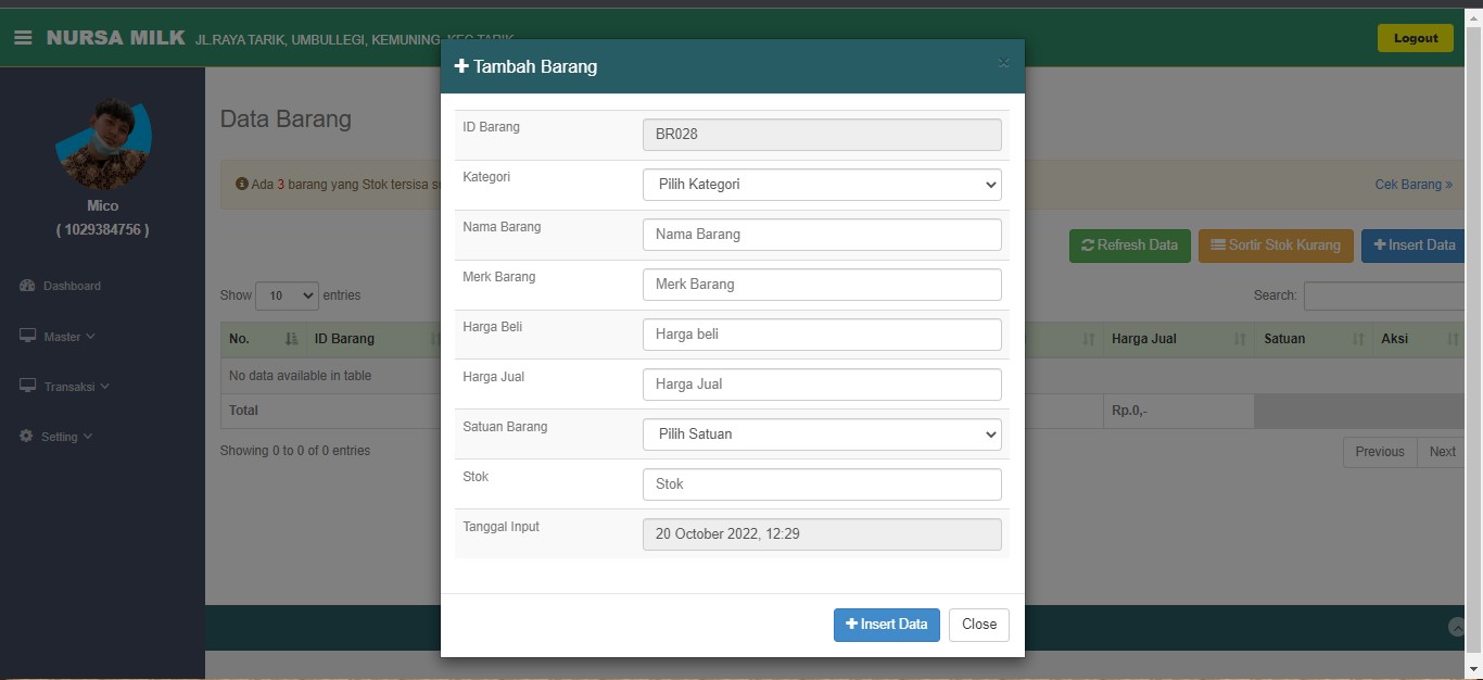 GitHub - micohari/NursaMilk-Magang: PEMBUATAN SISTEM INFORMASI ADMINISTRASI UMKM BIDANG FOOD AND ...