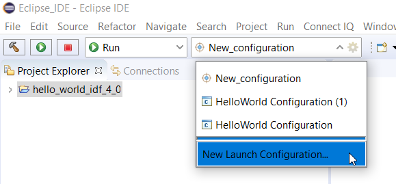 Launch Target drop-down menu disappears when I create a new ESP Application launch configuration ...