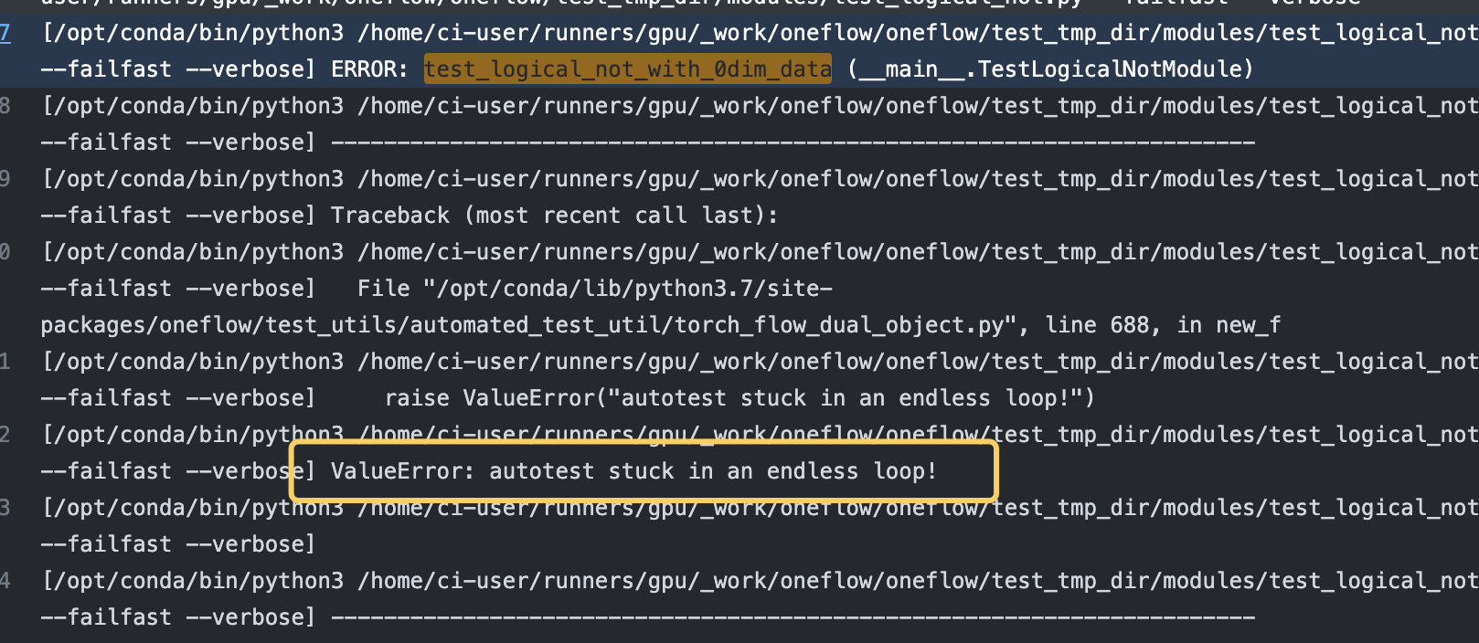 logical_not算子的0dim测试，本地可以测试通过，但是CI报错。 · Issue #7268 · Oneflow-Inc/oneflow · GitHub