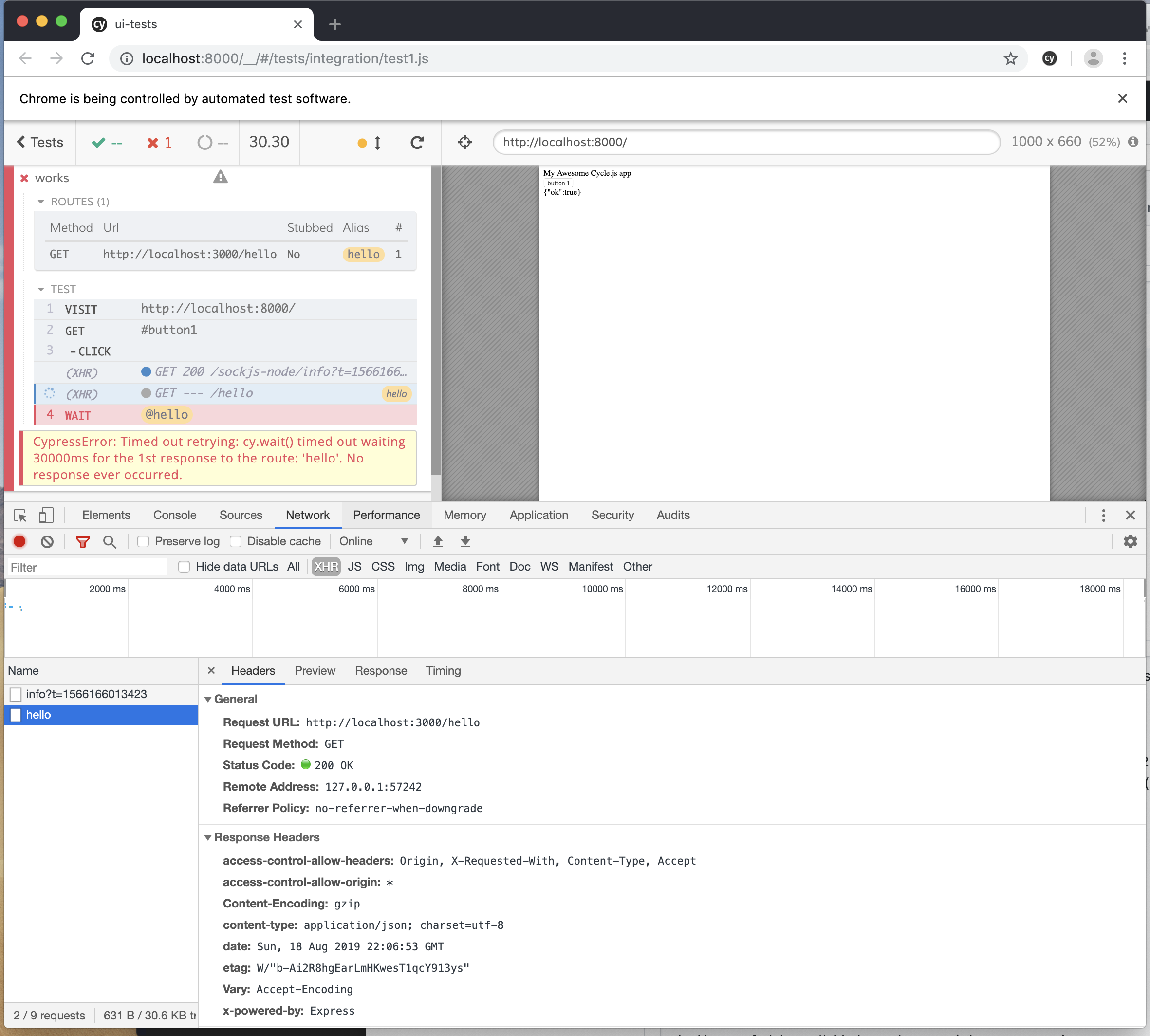 response to XHR request ignored by cypress · Issue #5000 · cypress-io/cypress · GitHub