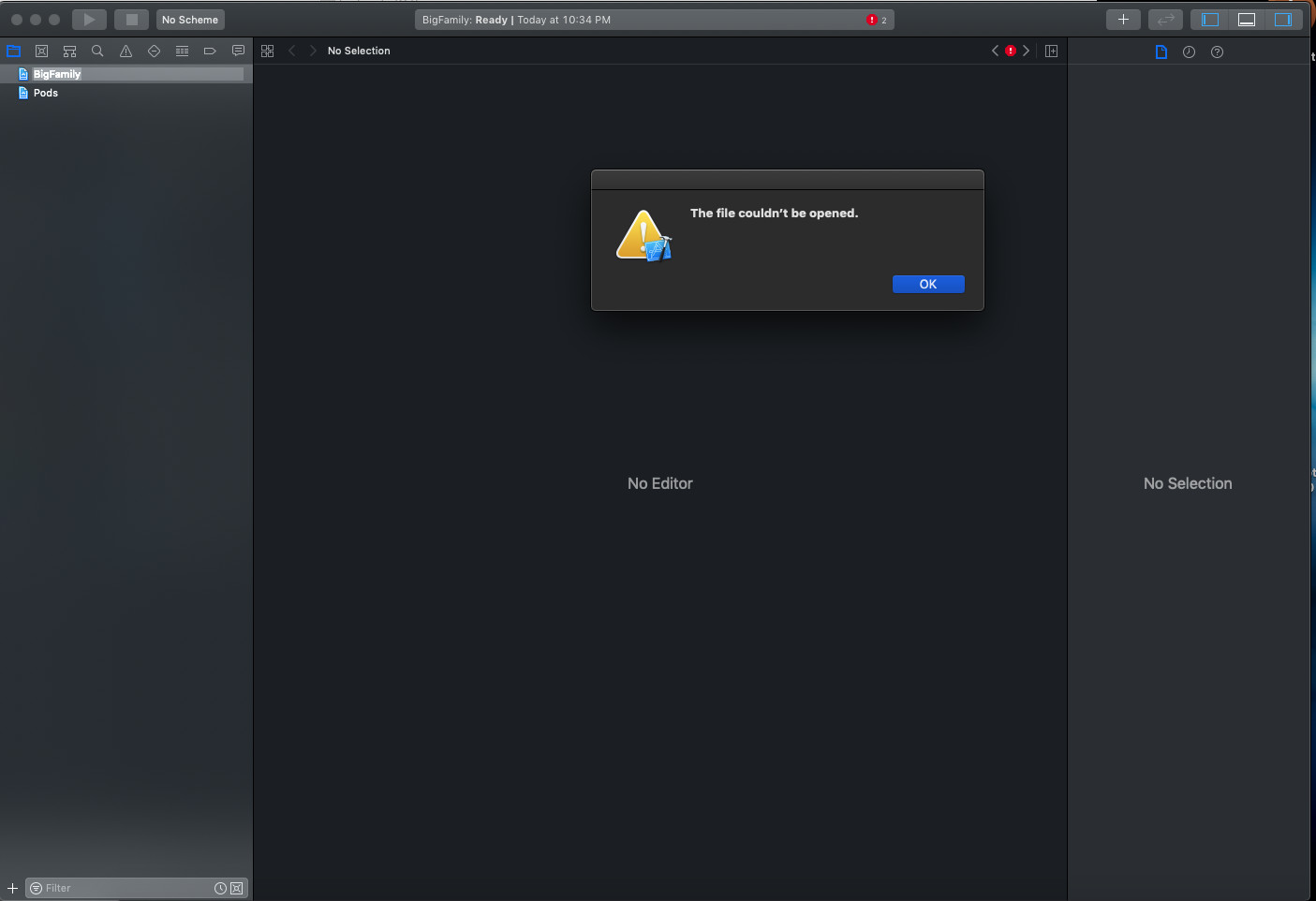 Error: Workspace integrity - Could not opent workspace when try open RN project 0.64 by xcode 11 ...