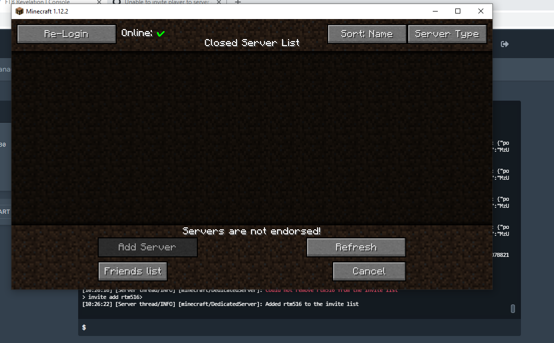 Unable to invite player to server · Issue #406 · CreeperHost/MineTogether · GitHub