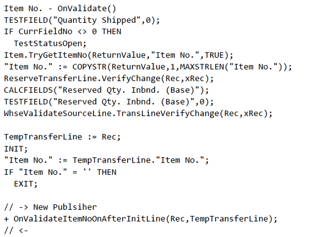 [EventRequest] table 5741 “Transfer Line”, Trigger Item No. – OnValidate() [Trigger] · Issue ...