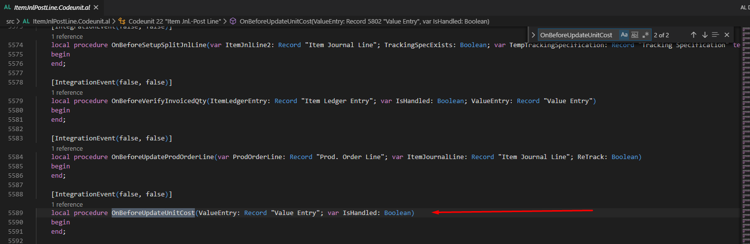 [EventRequest] Codeunit 22 “Item Jnl. – Post Line”, UpdateUnitCost [Local] missing parameter ...
