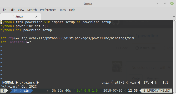 No fancy colors in vim with Mint 19 · Issue #1927 · powerline/powerline · GitHub