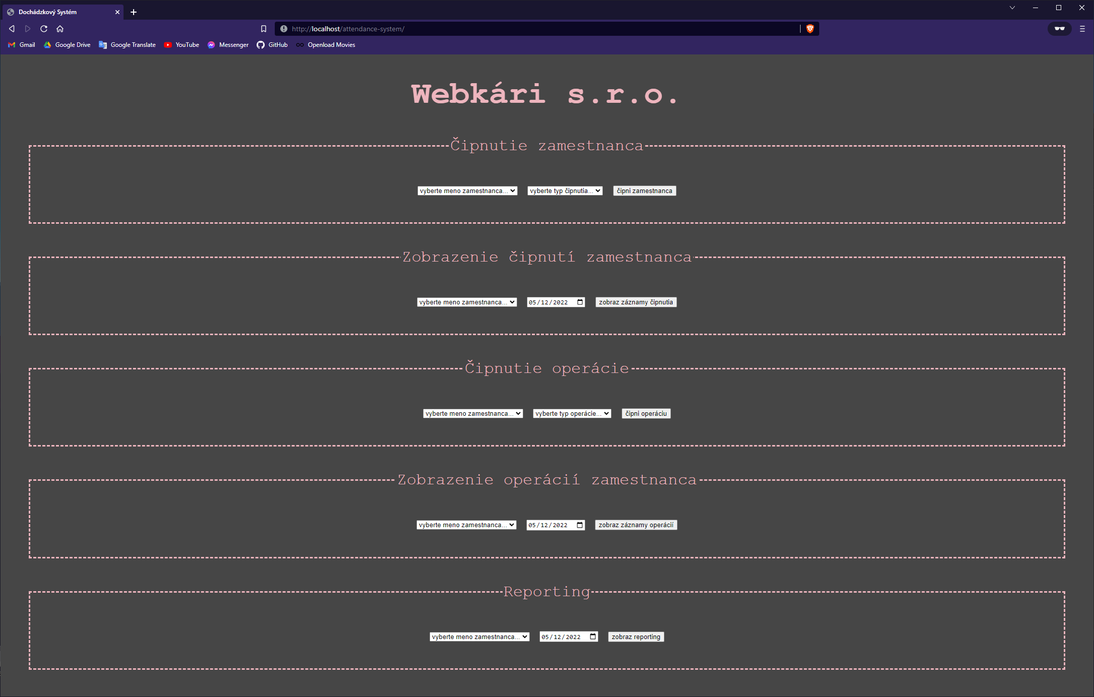 GitHub - matty-ross/attendance-system: Školský projekt k firme Webkári s.r.o.