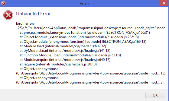 Windows 8.1: Signal will not run, error with node_sqlite3.node · Issue #3501 · signalapp/Signal ...
