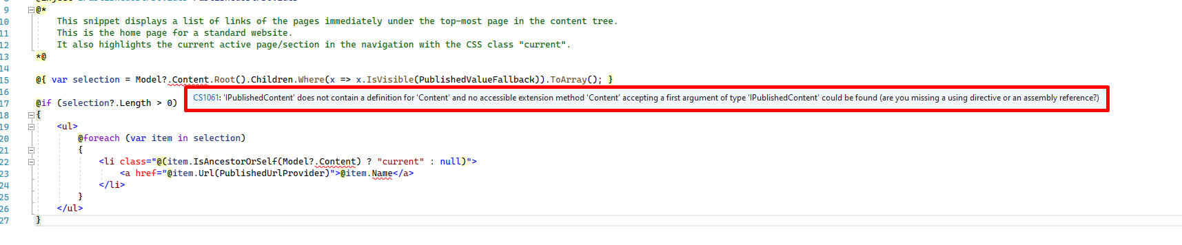 Partial view with snippets does not work in Umbraco 10 and 9 · Issue #12802 · umbraco/Umbraco ...