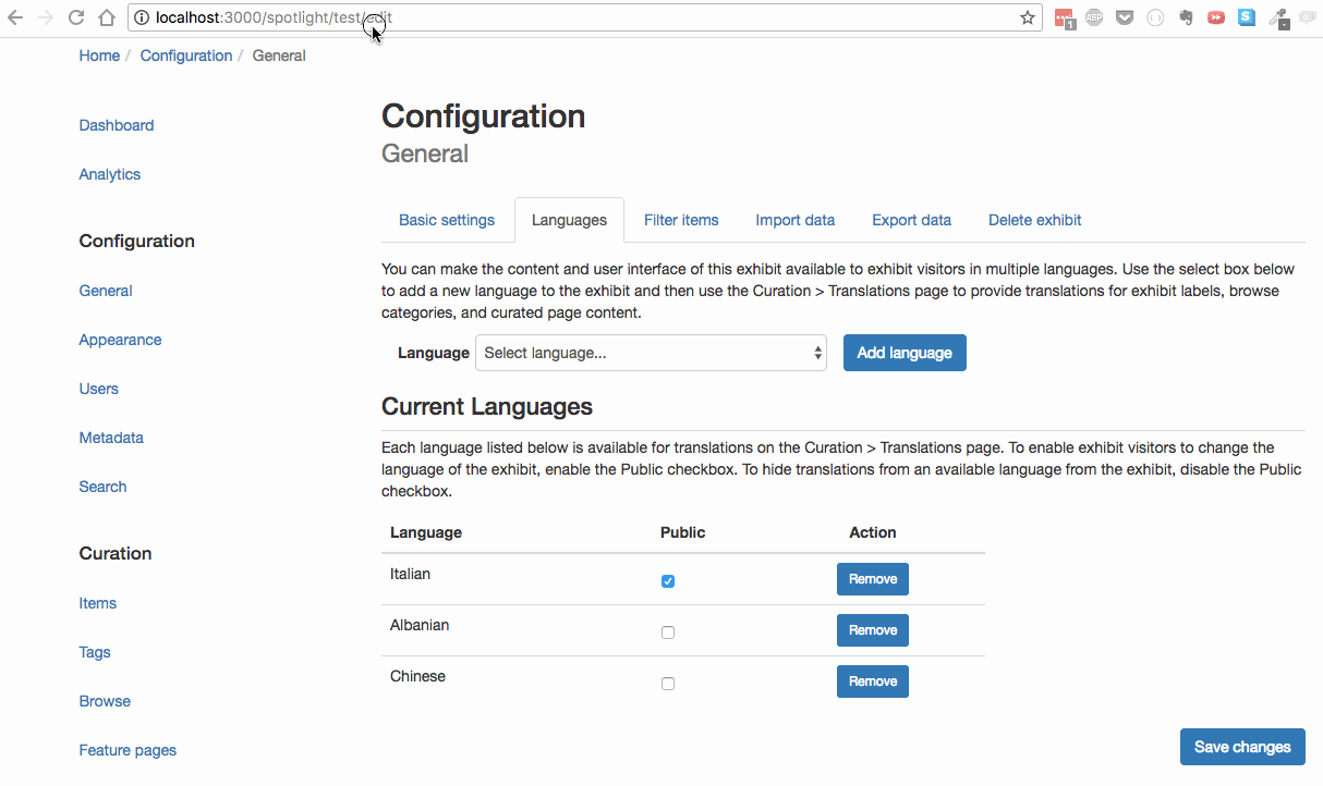 User should stay on Config > Languages tab when adding language or saving · Issue #1932 ...