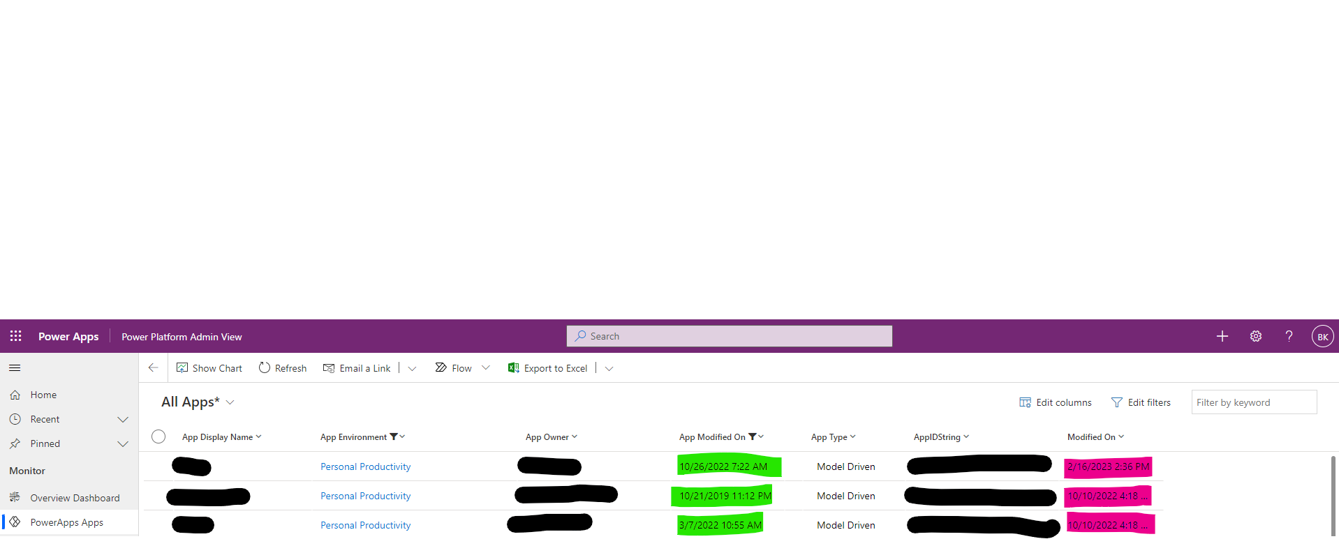 Coe Starter Kit Question What Does The Modifed On Date Mean In The Power Platform Admin View