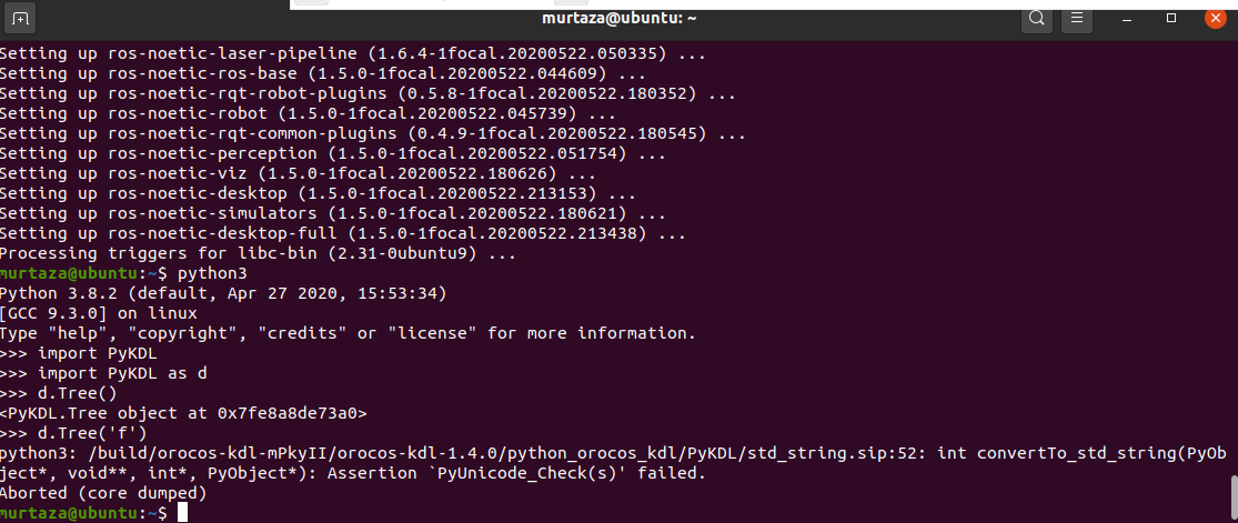 PyKDL throwing segmentation fault after passing a str to Tree() method in ROS - Noetic · Issue ...